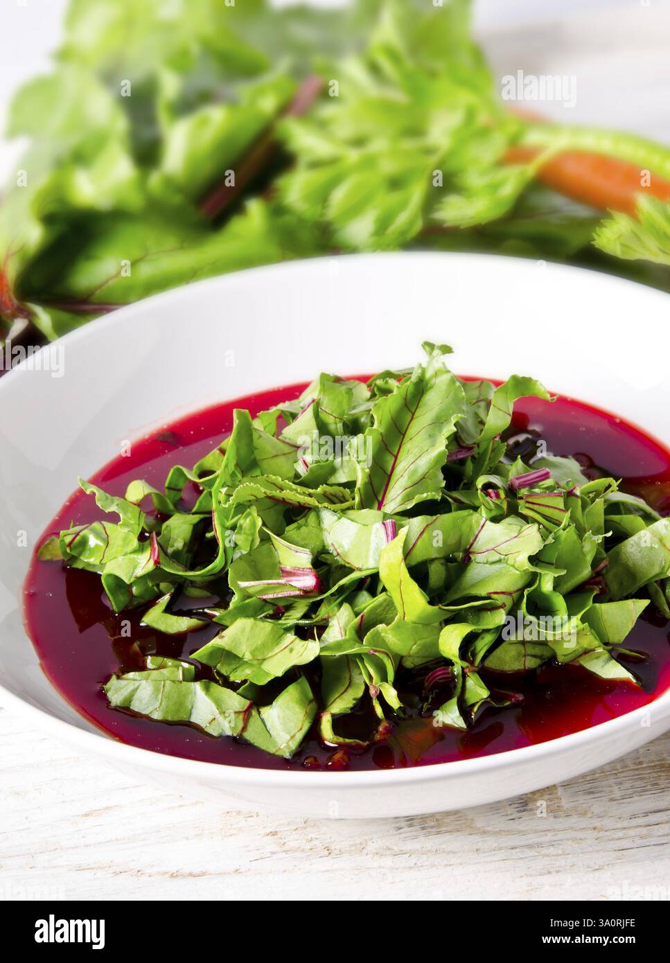 Vegetable soup from young, fresh sheets of the beetroot Stock Photo - Alamy