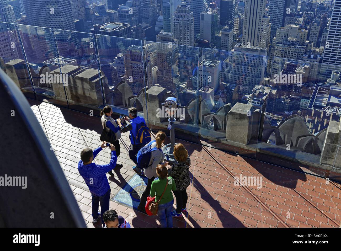 Viewing terrace of the Rockefeller Center, visitors on a viewing ...