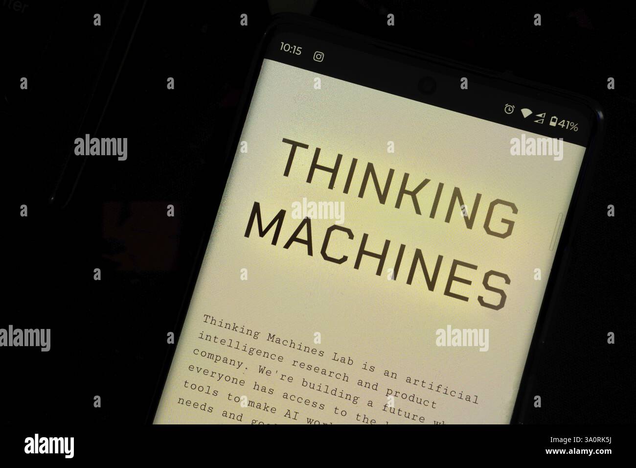 Dhaka, Bangladesh- 19 Feb 2025: Thinking Machines Lab homepage on the smartphone screen Stock ...