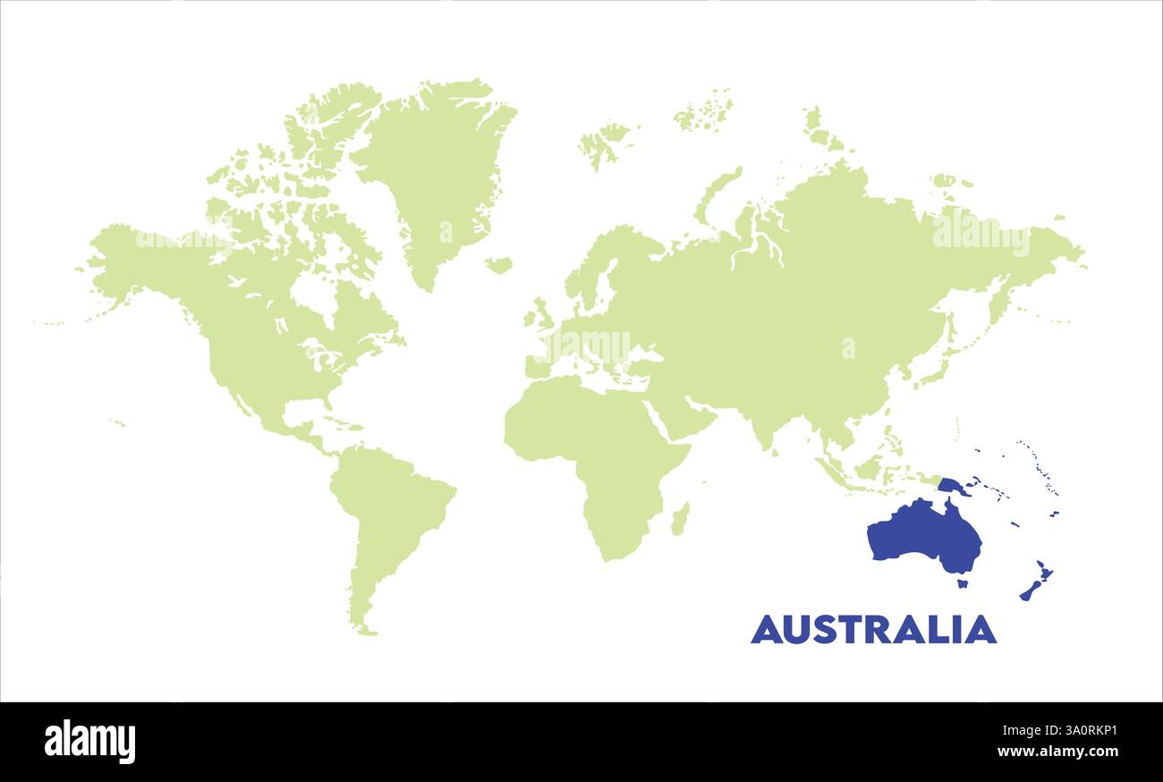 Map of Australia, highlighted on the world map, Australia on the world ...