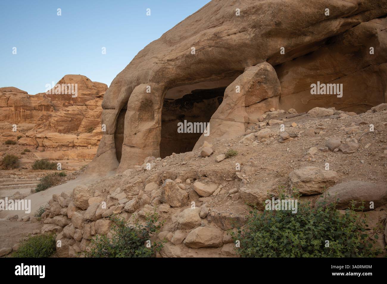 Sandstone Huge Stone with Hole in Wadi Musa. Rock Formation in Jordan ...