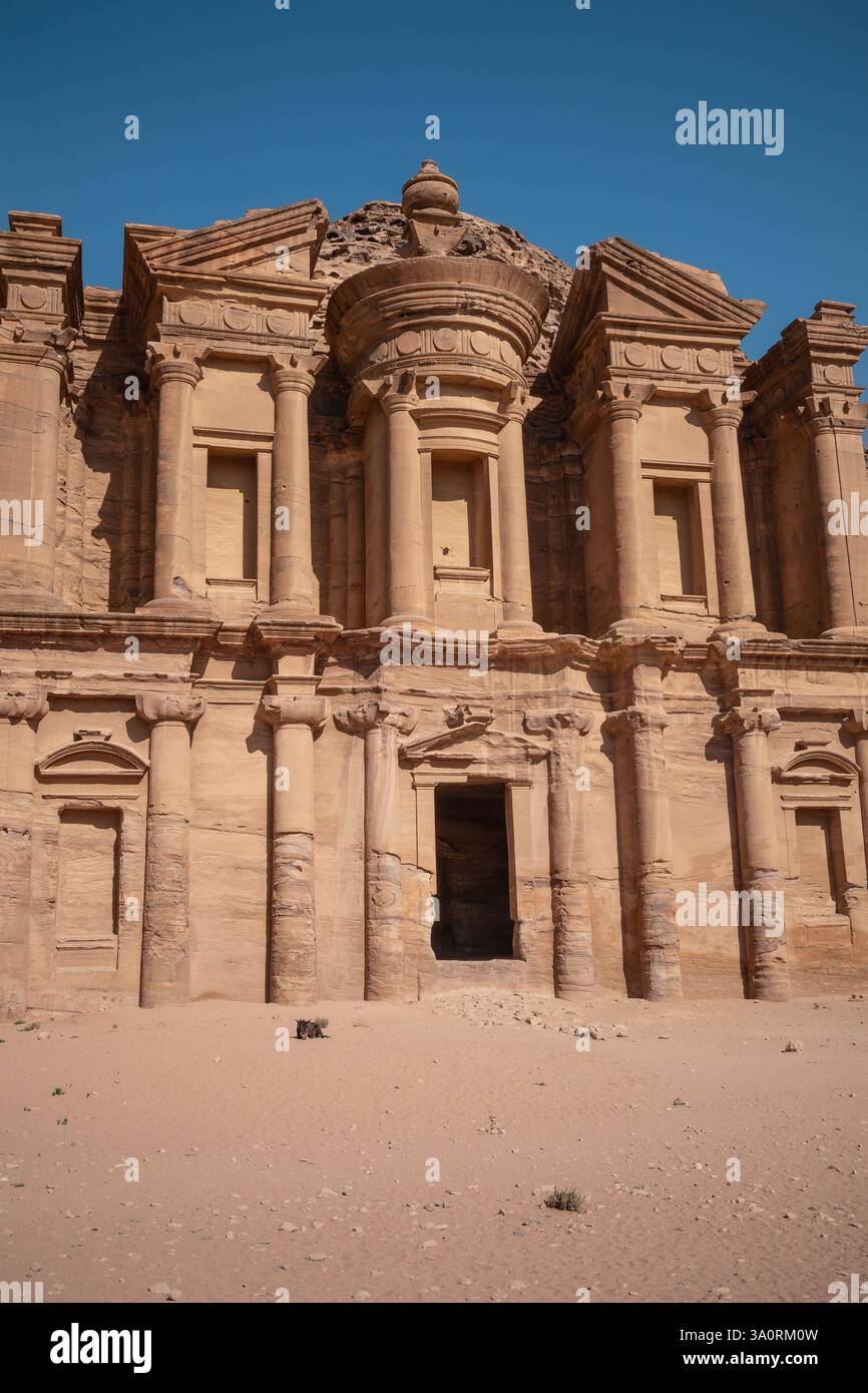 Ed-Deir is a Landmark Carved out of Rock in Southern Jordan. Vertical ...