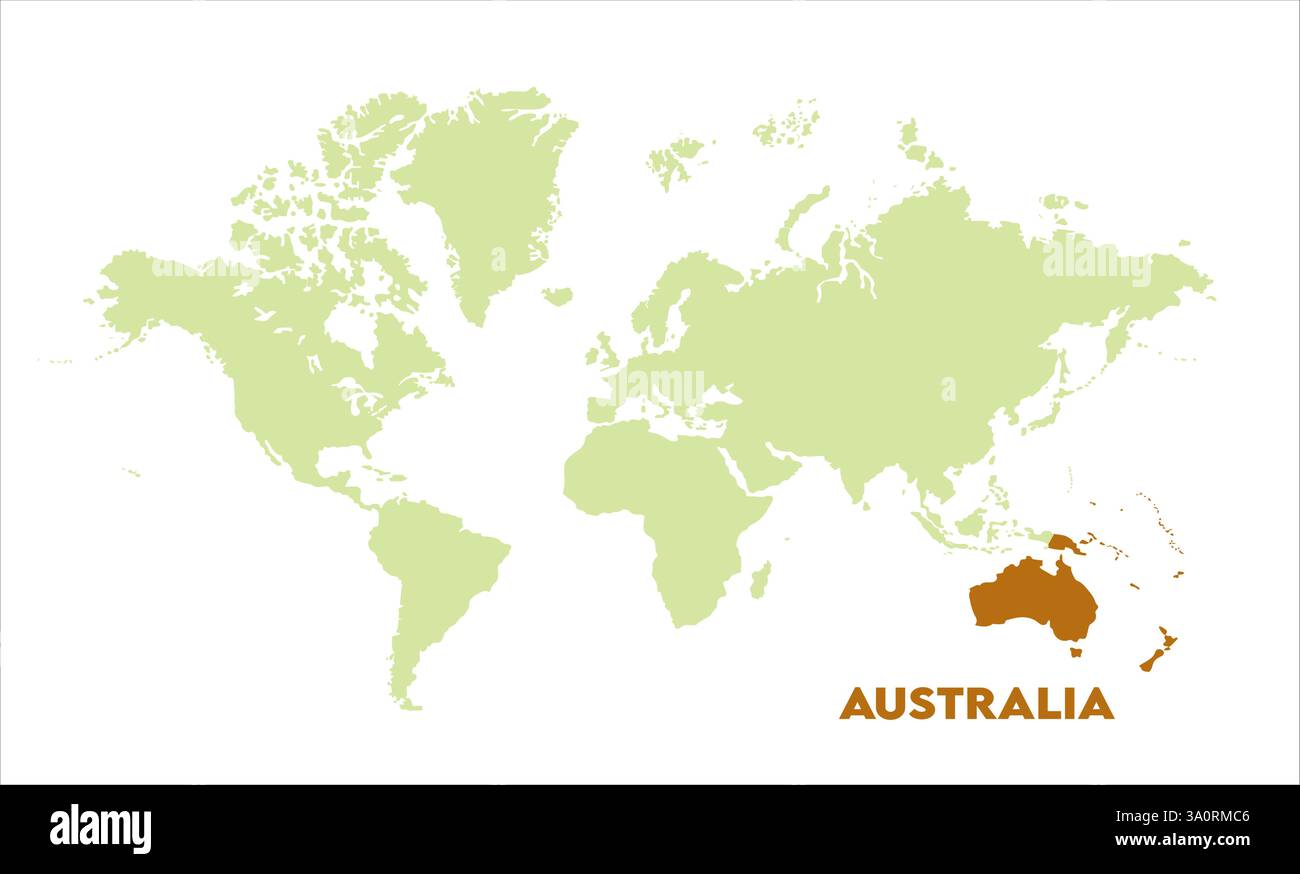 Map of Australia, highlighted on the world map, Australia on the world ...