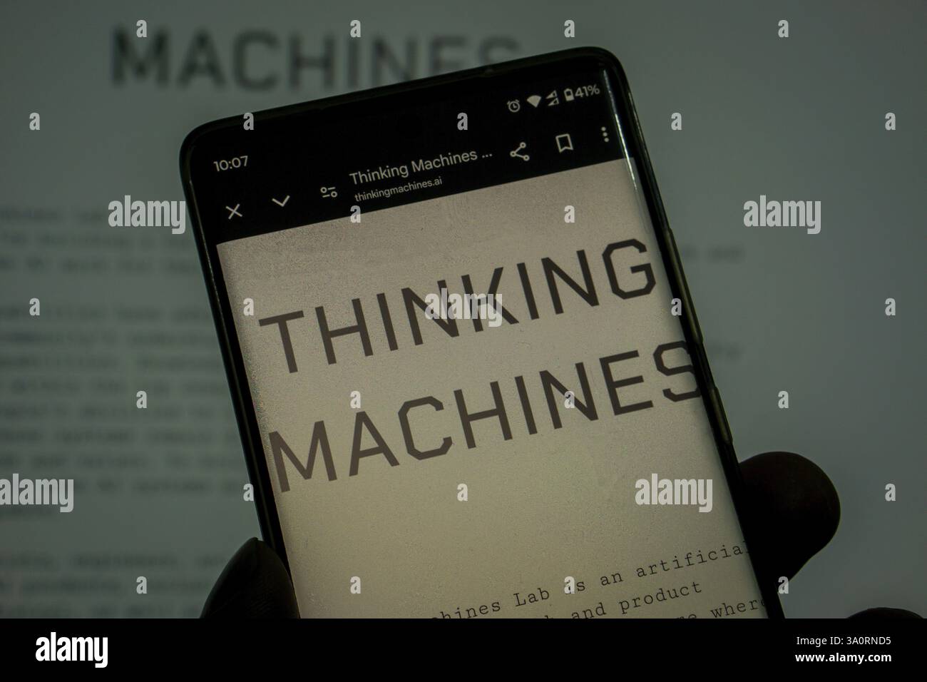 Dhaka, Bangladesh- 19 Feb 2025: Thinking Machines Lab homepage on the smartphone screen Stock ...