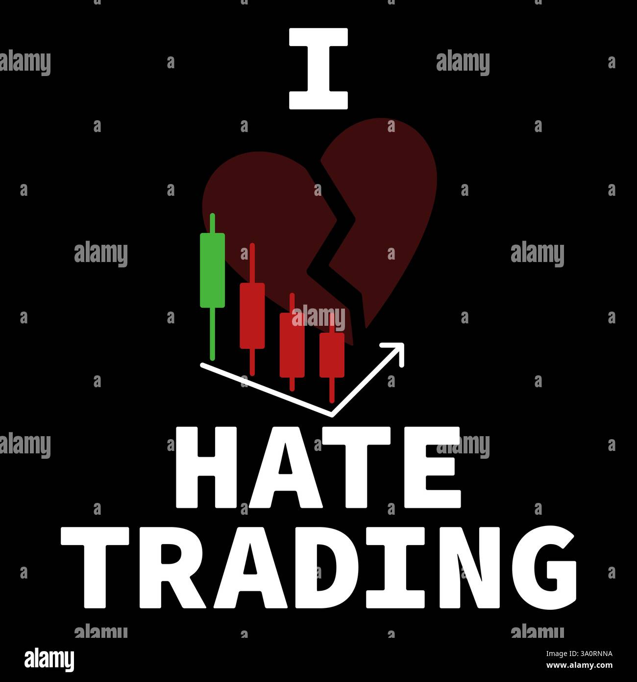 I Hate Trading - vector concept illustration with a broken heart and ...