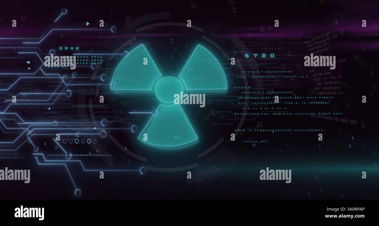 Image of fan icon, digital data processing and scope scanning Stock ...