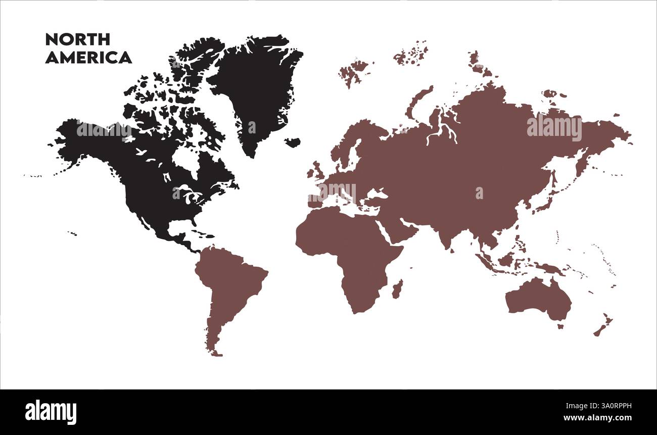Map of North America, highlighted on the world map, North America on ...