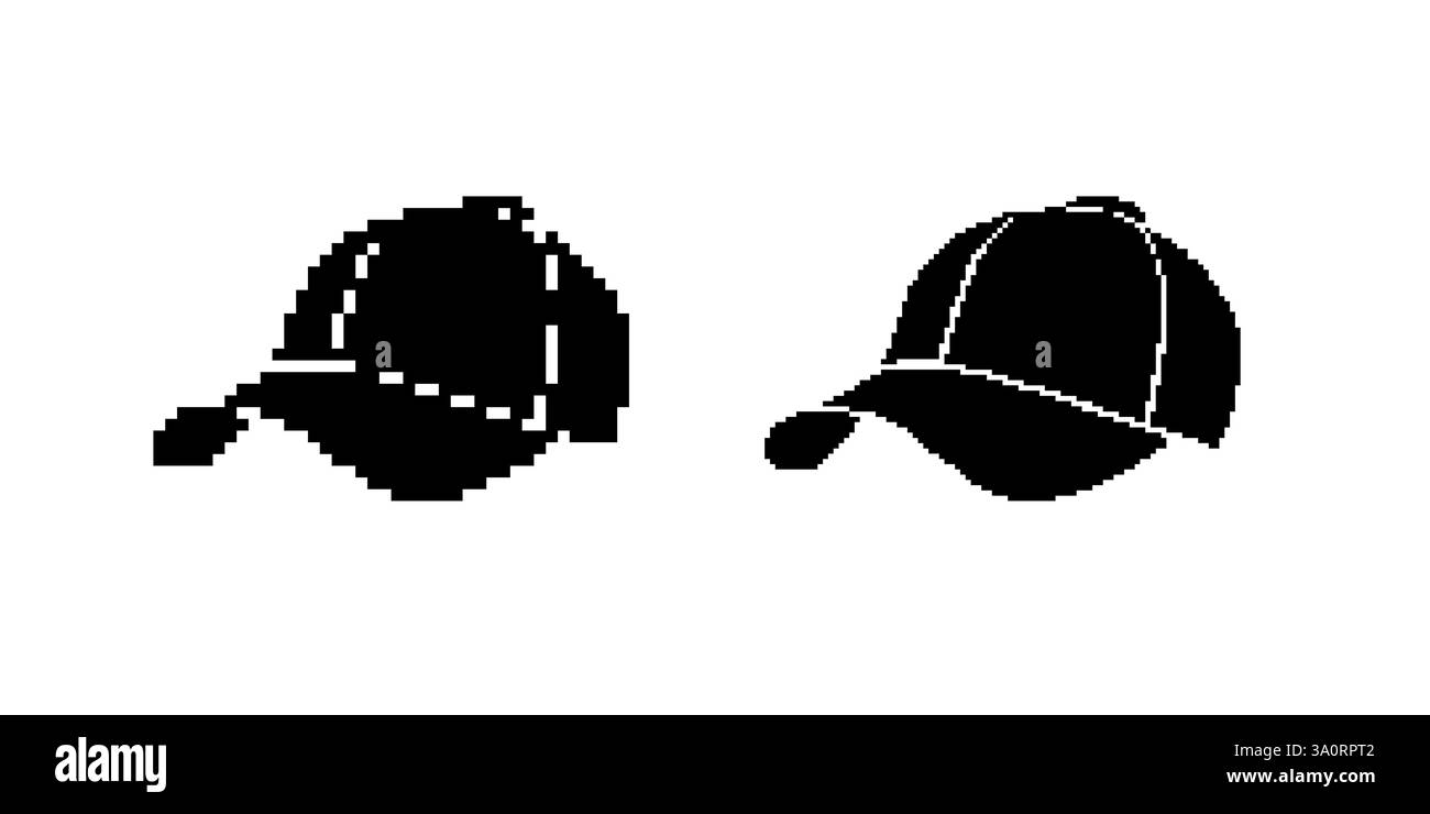 Pixel art baseball caps highlighting classic and modern styles Stock ...