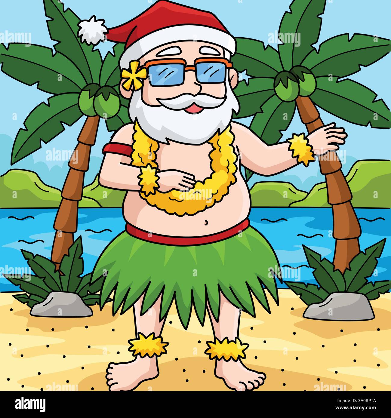 Christmas in July Santa Hawaiian Dance Colored Stock Vector Image & Art ...