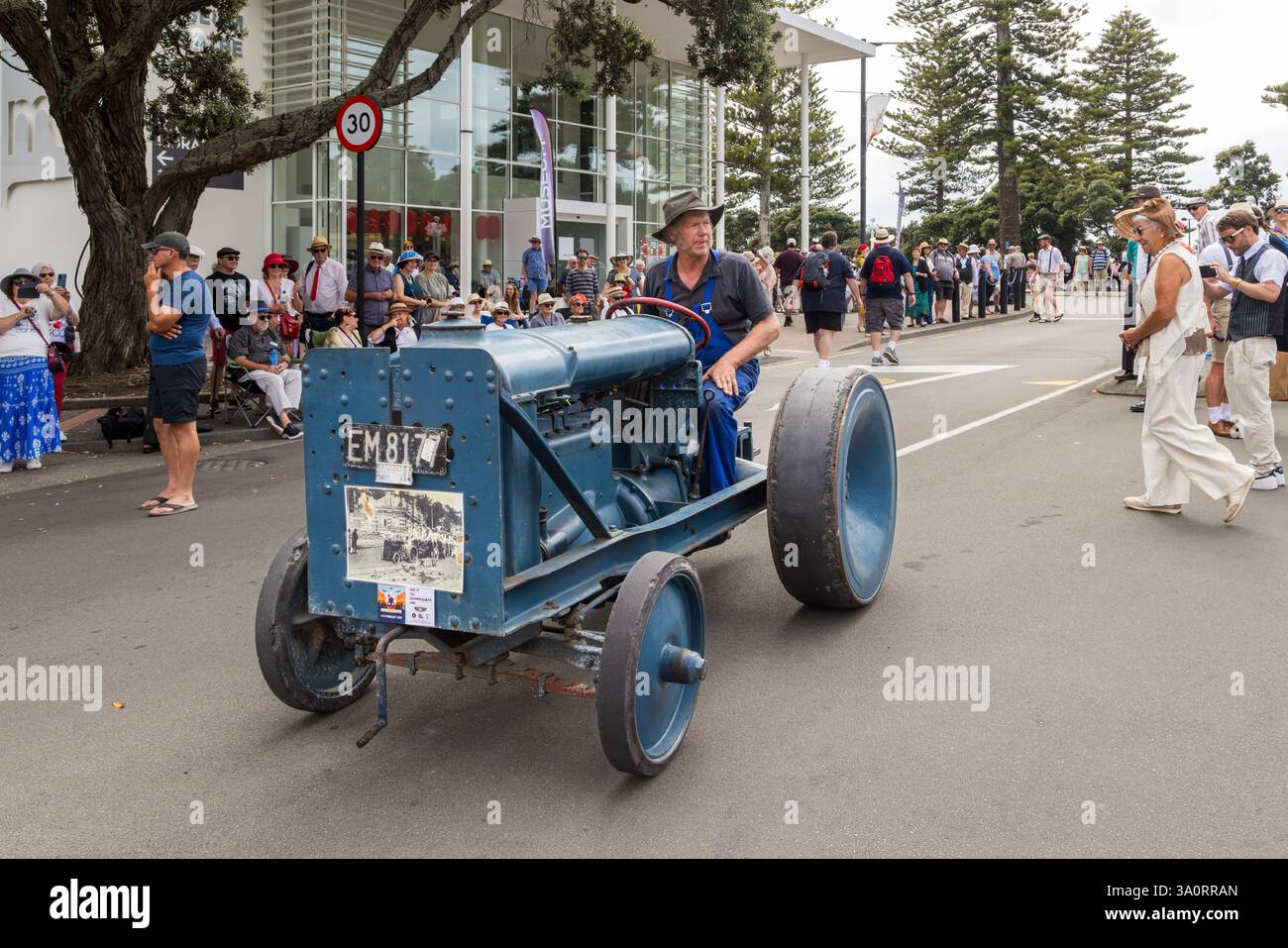 A 1954 Clark forklift tractor on a street in Napier, New Zealand, one ...