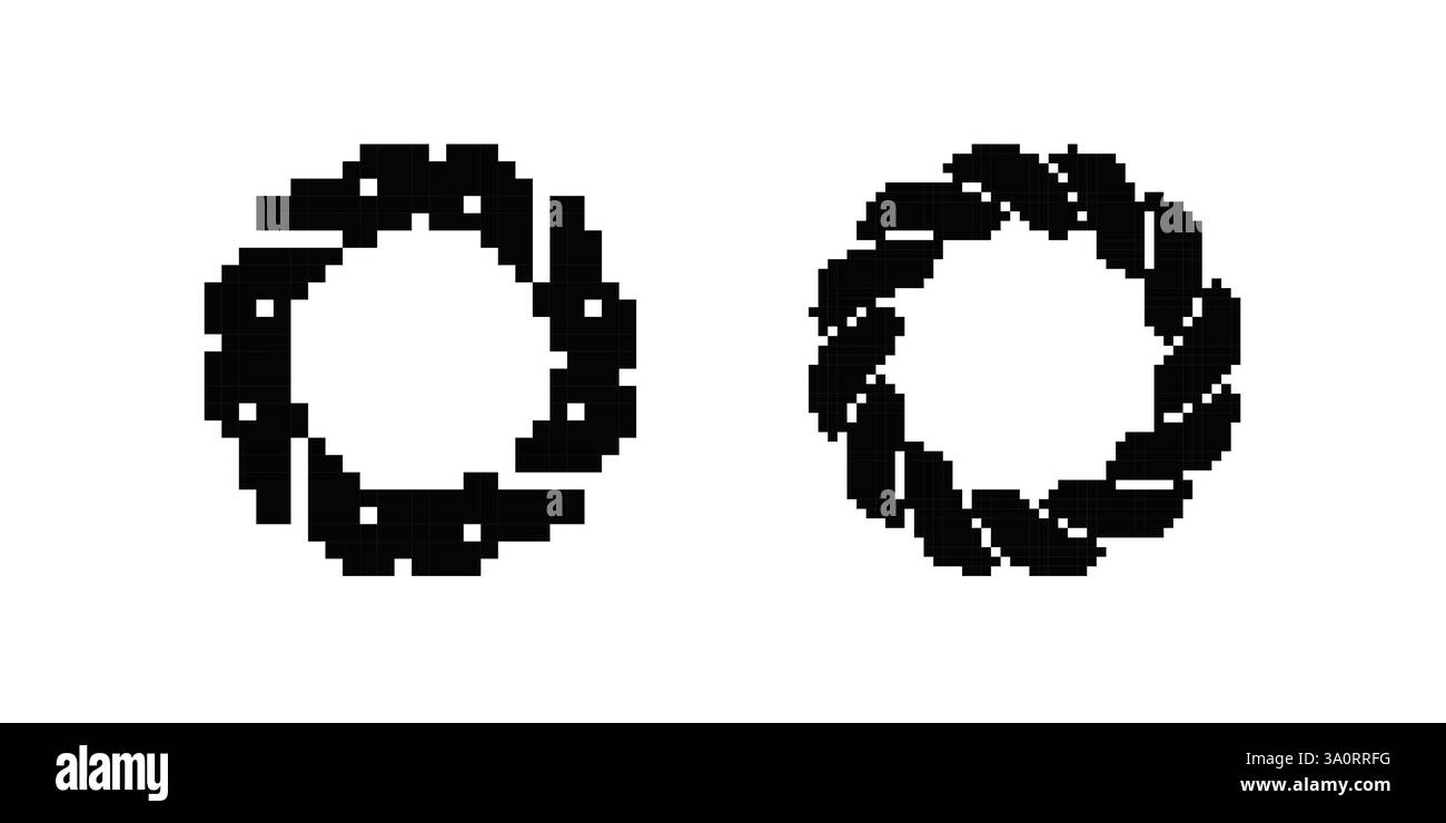Pixel art of two circular patterns featuring unique pixel arrangements ...