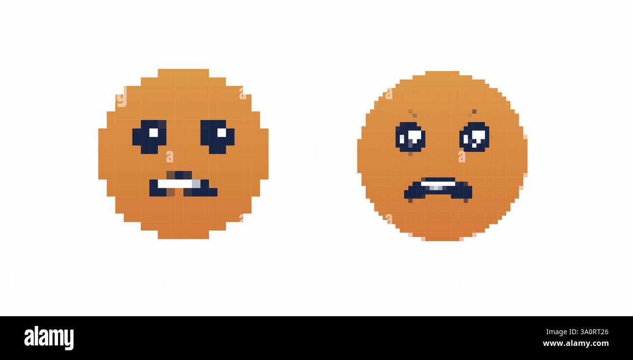 Pixel art angry face emoticons with different expressions Stock Vector ...