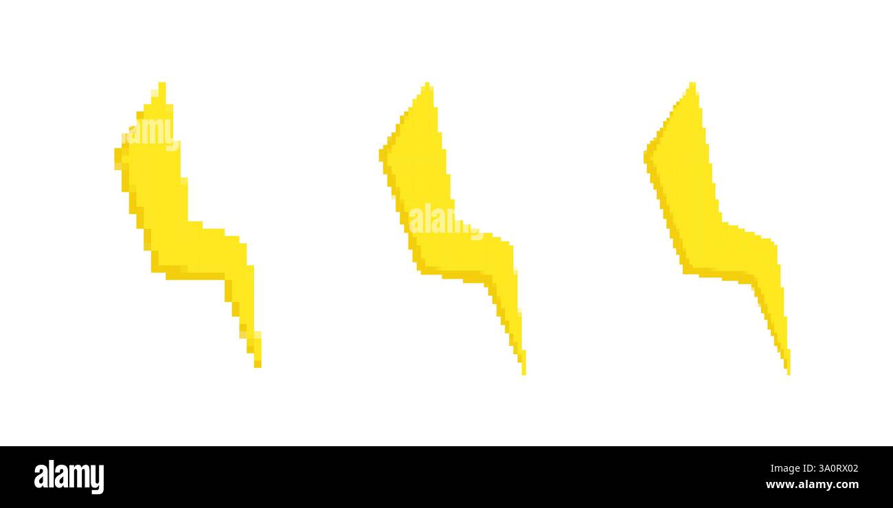Bright yellow lightning bolt icons in pixel art design repeating in horizontal arrangement Stock ...