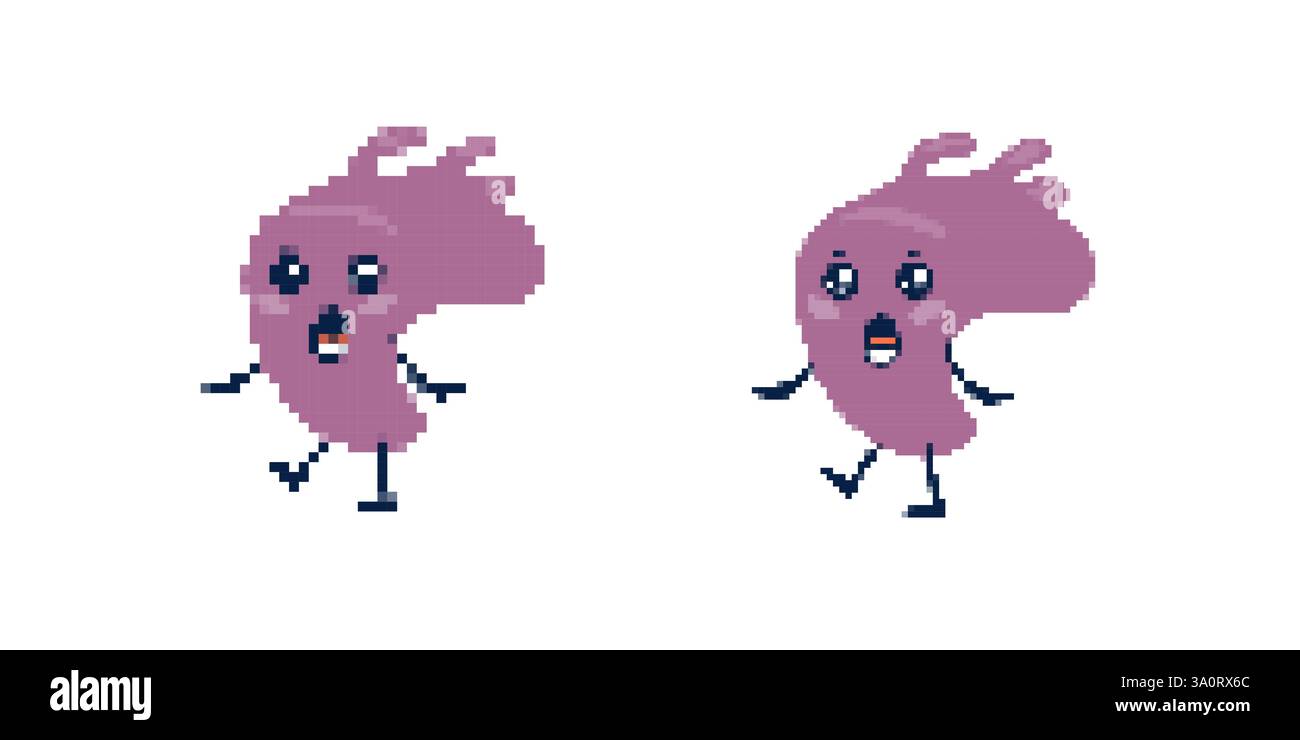 Charming pixel art character with unique expressions and playful ...