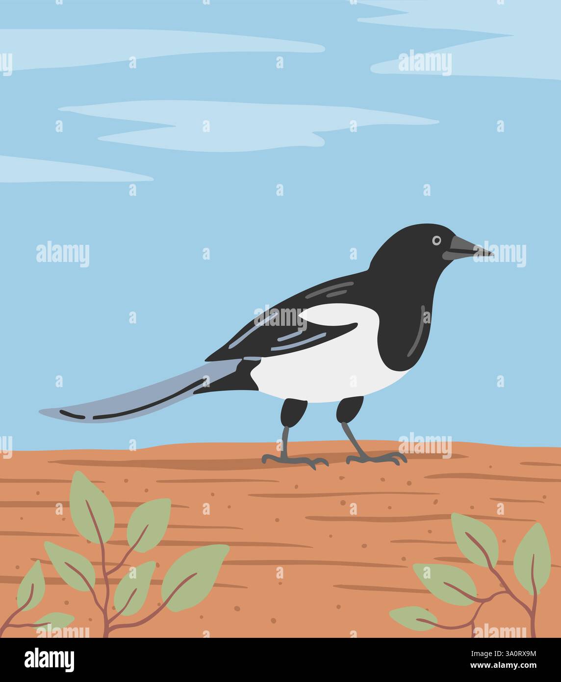 Illustration of a magpie on nature background Stock Vector Image & Art ...
