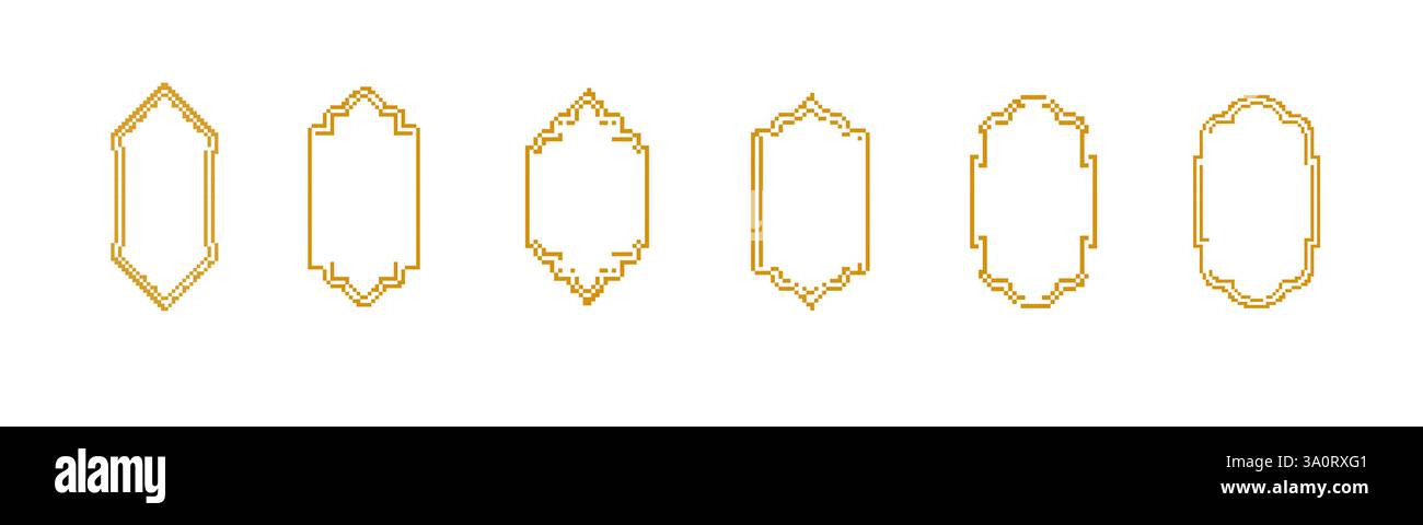 Set of six unique geometric frames with classic gold outline design ...