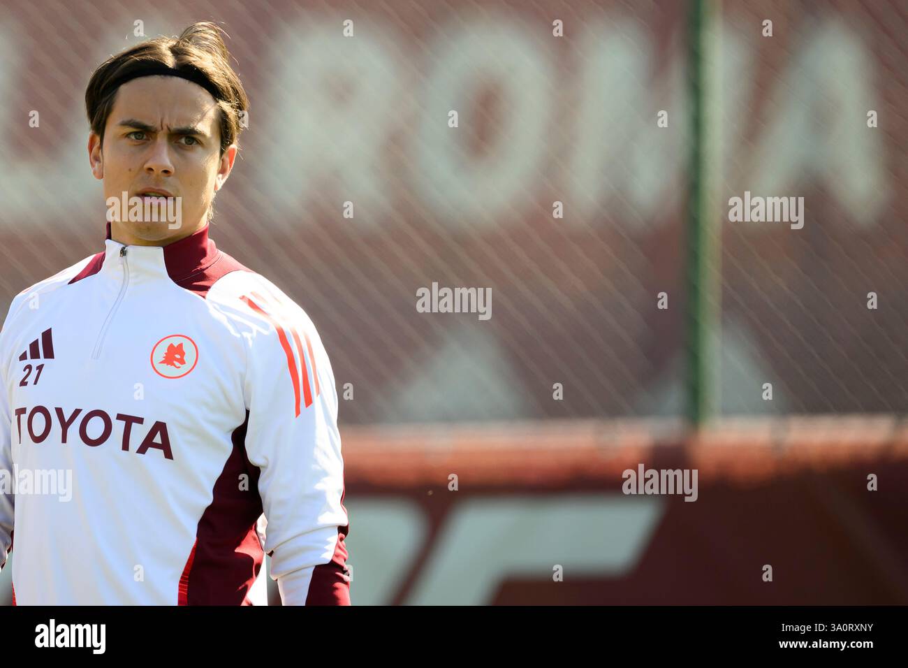 Paulo Dybala of AS Roma attends a training session the day before the Europa League football ...