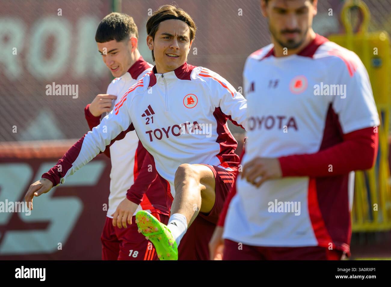 Rome, Italy. 05th Mar, 2025. Paulo Dybala of AS Roma attends a training session the day before ...