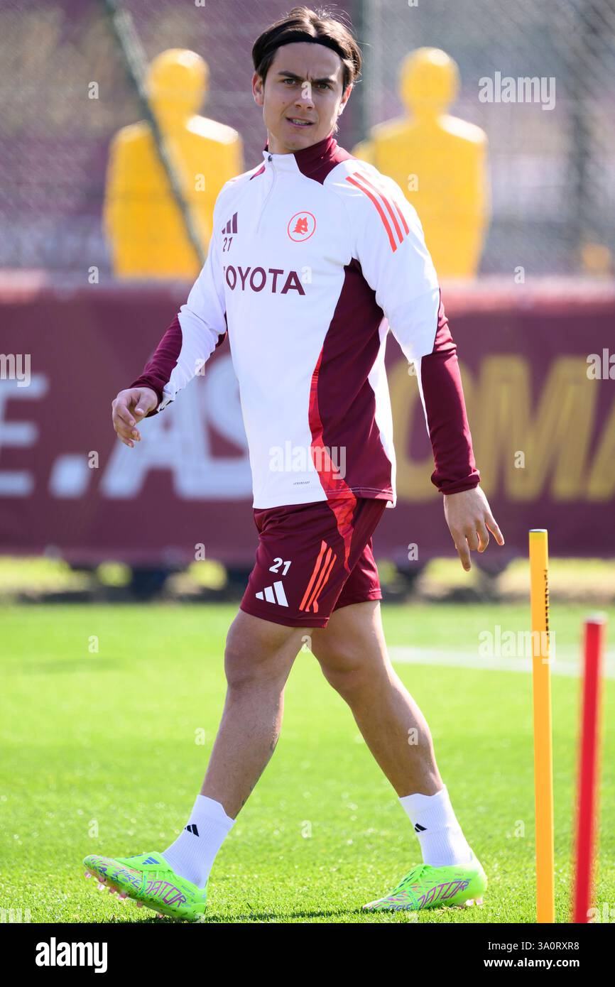 Rome, Italy. 05th Mar, 2025. Paulo Dybala of AS Roma attends a training session the day before ...