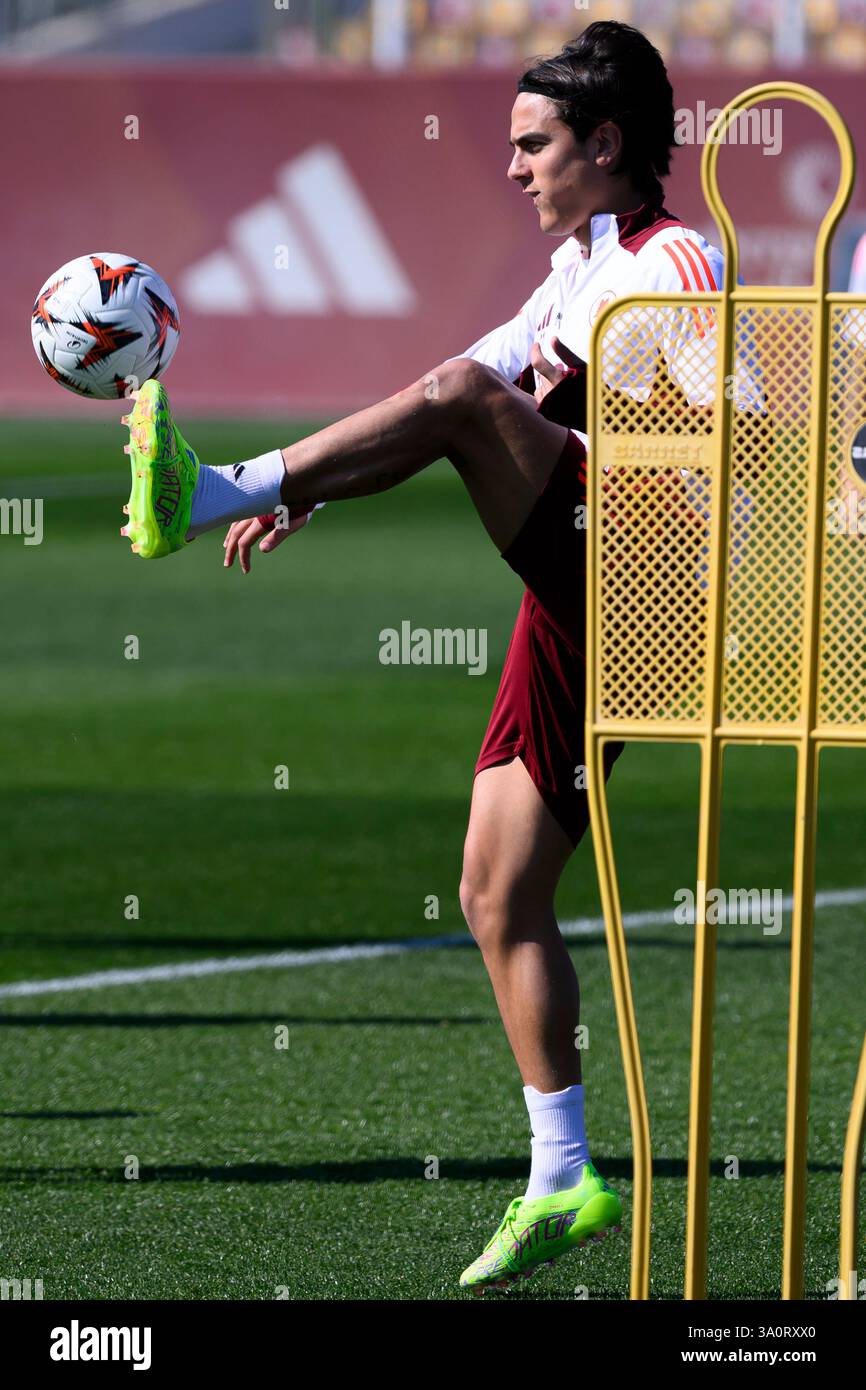 Rome, Italy. 05th Mar, 2025. Paulo Dybala of AS Roma attends a training session the day before ...