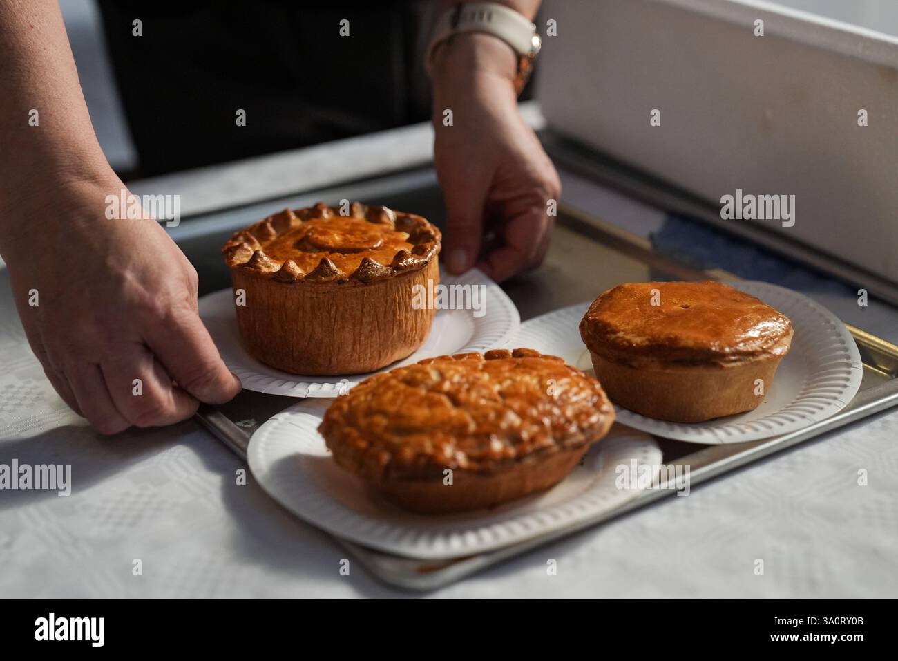 Pies are judged during the British Pie Awards 2025, at St Mary's Church ...