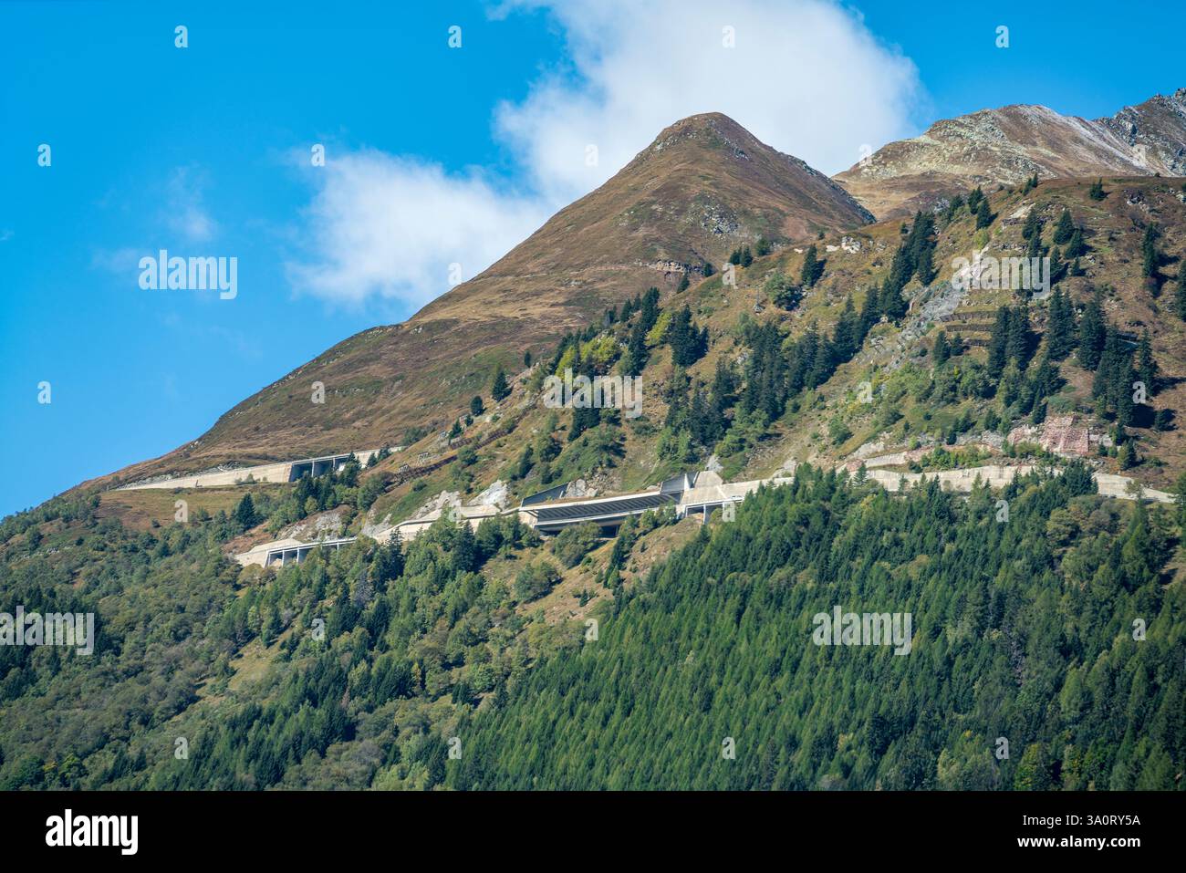 Scenery around the Saint-Gotthard Massif, a mountain range in the Alps ...