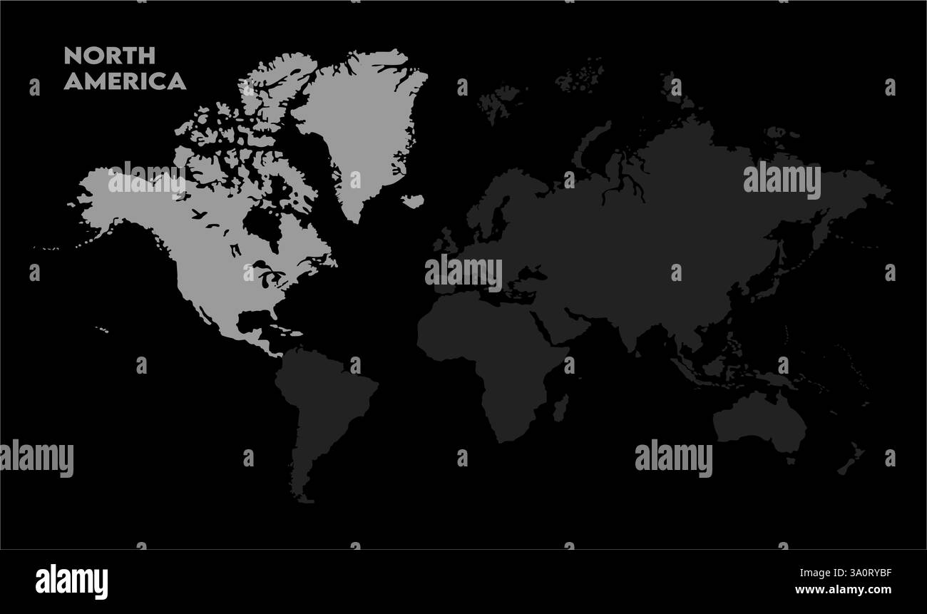 Map of North America, highlighted on the world map, North America on the world map, Satellite ...