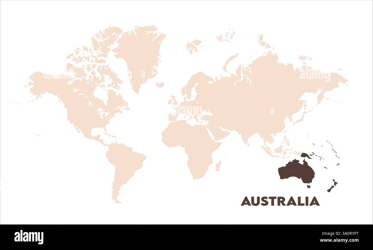 Map of Australia, highlighted on the world map, Australia on the world ...