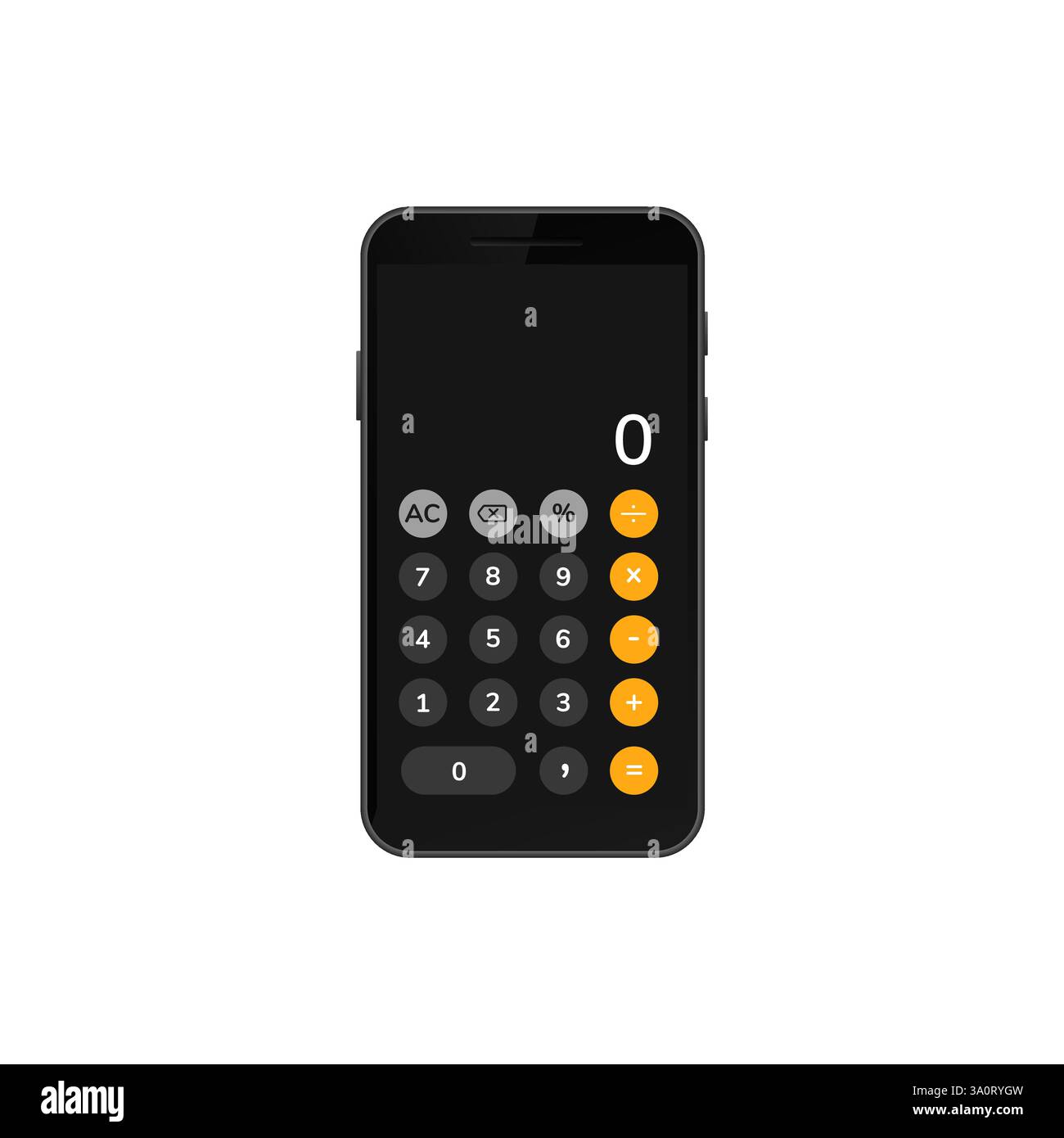 Smartphone displaying a calculator application with numeric and ...