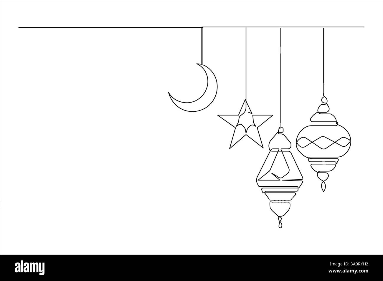 Islamic decoration symbol Ramadan Kareem continuous one line art ...