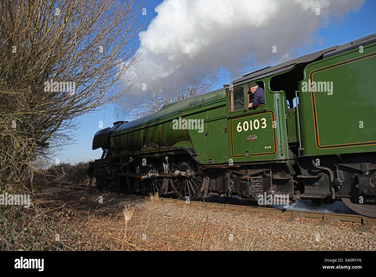 The world-famous Flying Scotsman 60103 steam train locomotive seen on ...