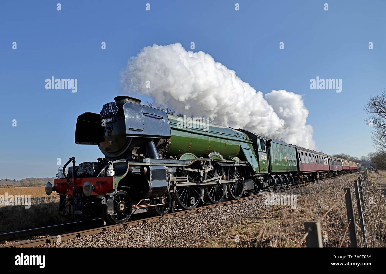 The world-famous Flying Scotsman 60103 steam train locomotive seen on ...