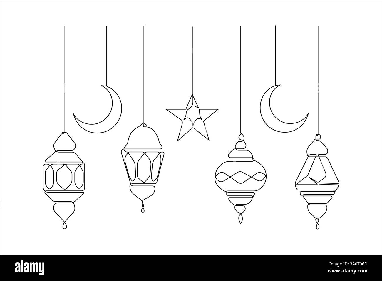 Islamic decoration symbol Ramadan Kareem continuous one line art ...
