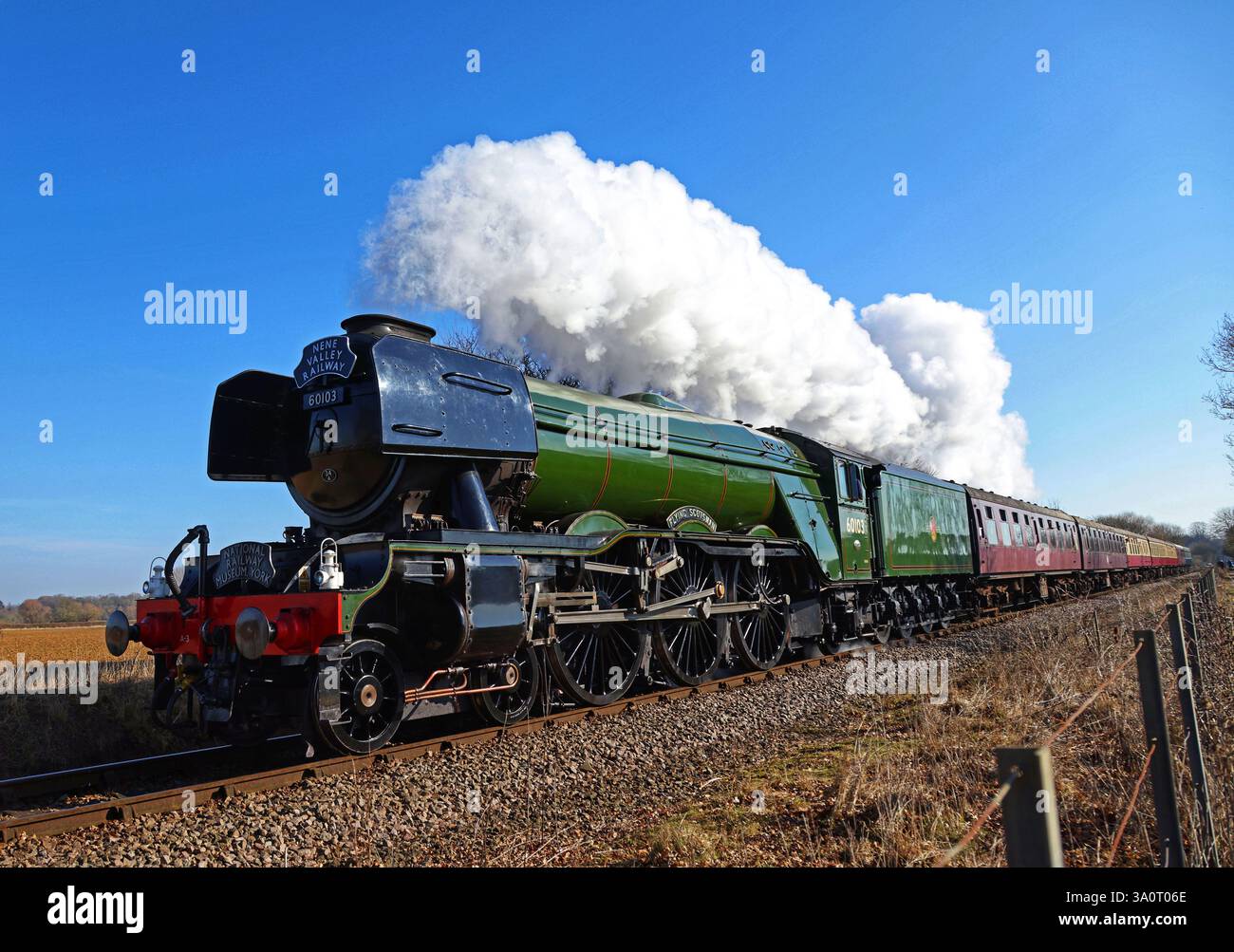 The world-famous Flying Scotsman 60103 steam train locomotive seen on ...