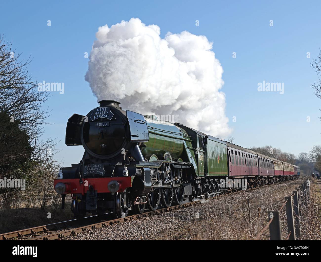 The world-famous Flying Scotsman 60103 steam train locomotive seen on ...