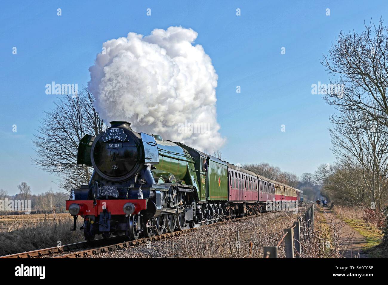 The world-famous Flying Scotsman 60103 steam train locomotive seen on ...