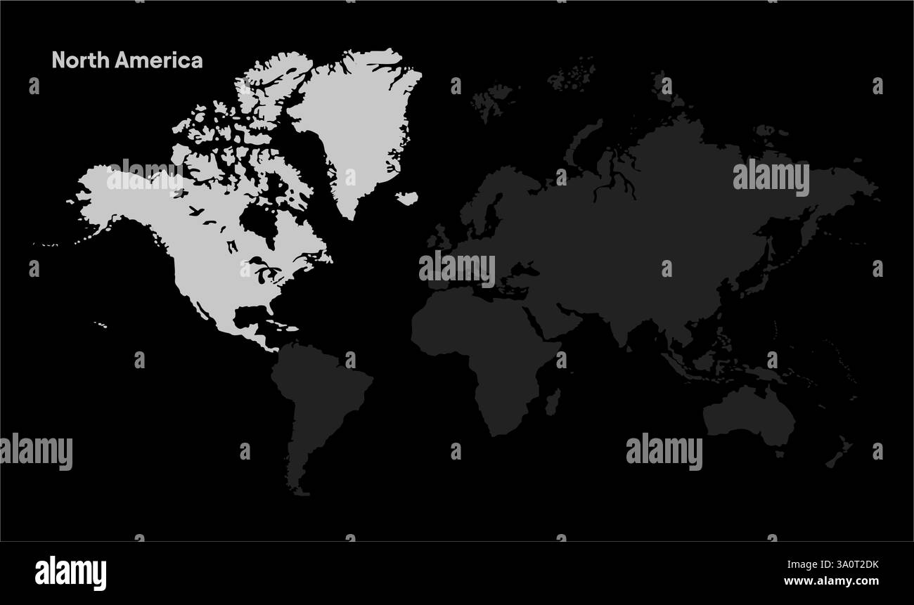 Map of North America, highlighted on the world map, North America on ...