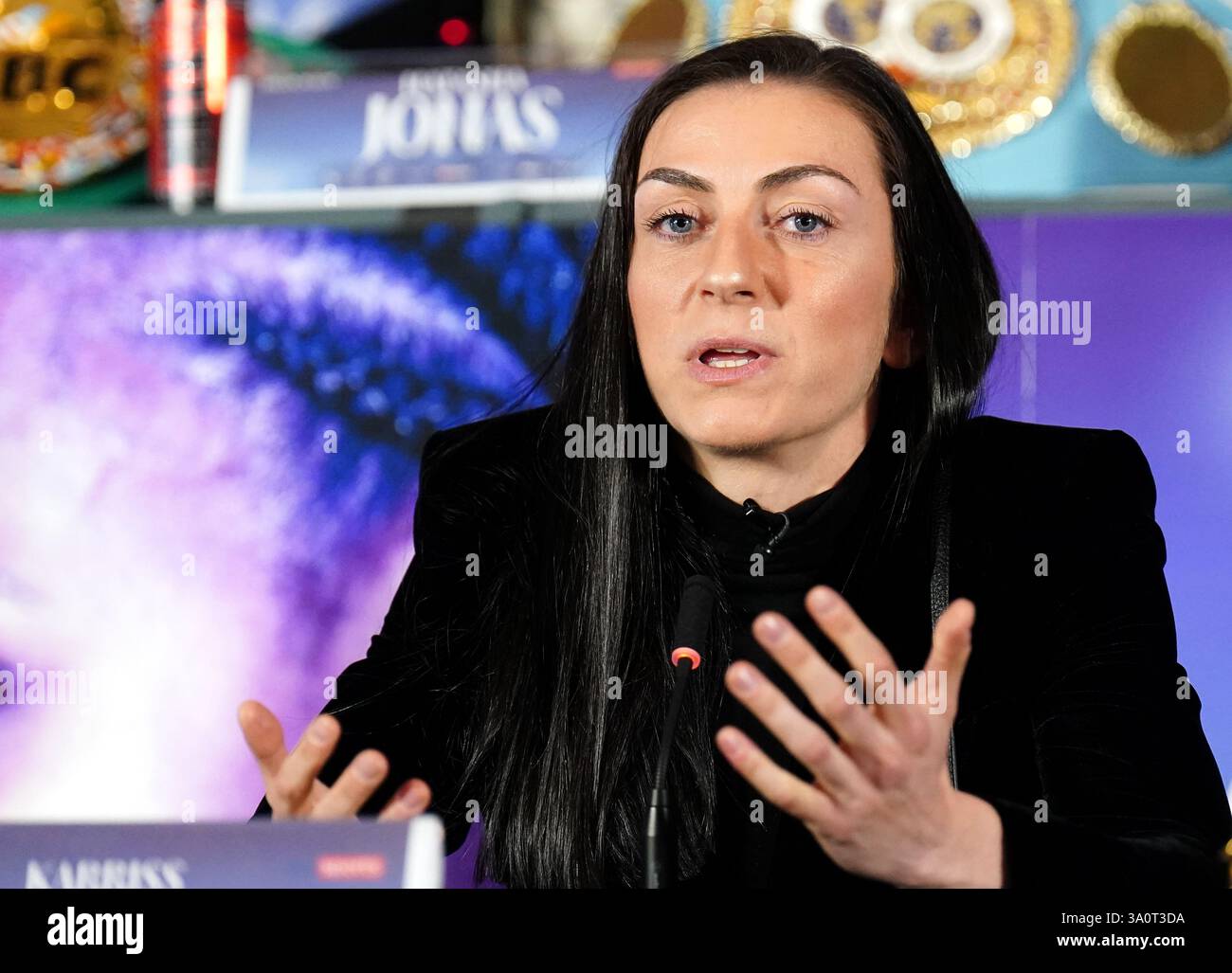 Karriss Artingstall during a press conference at The Dorchester, London ...