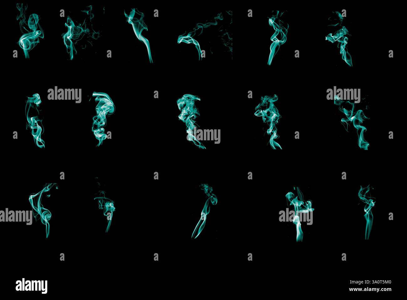In the photo, various forms of smoke are shown rising upwards and ...