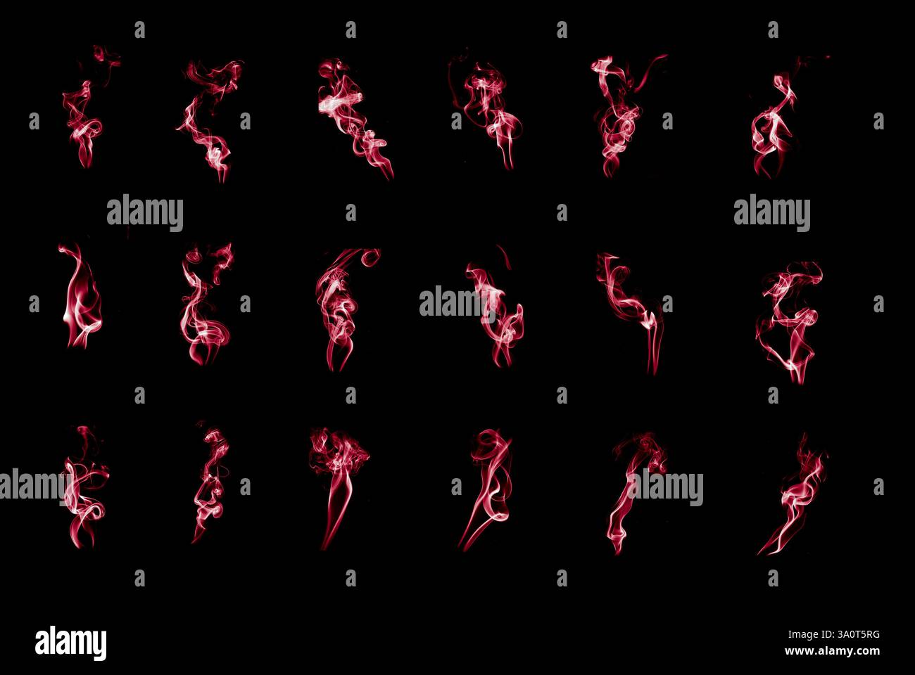 In the photo, various forms of smoke are shown rising upwards and ...