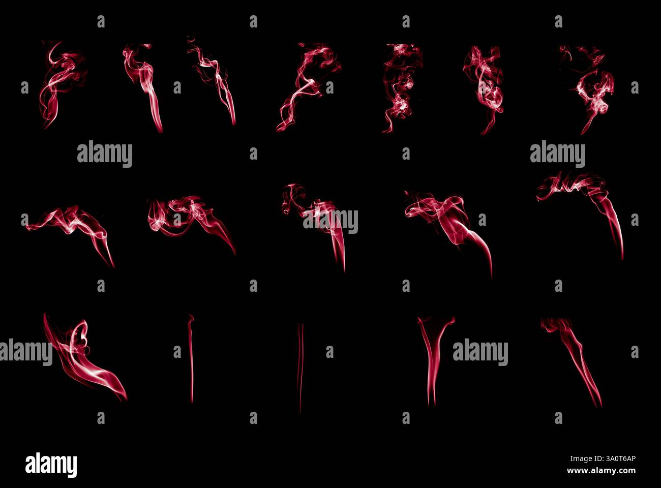 In the photo, various forms of smoke are shown rising upwards and ...