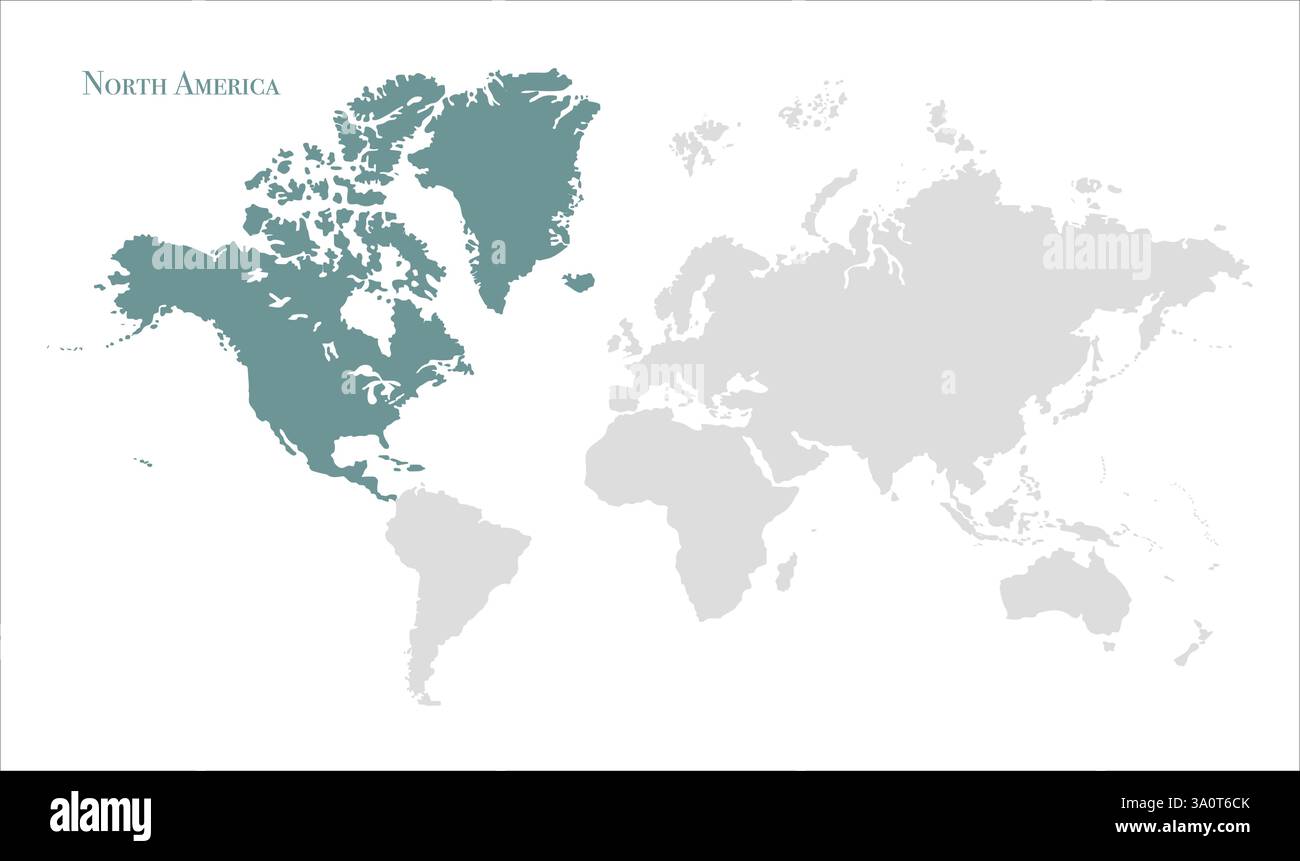 Map of North America, highlighted on the world map, North America on ...