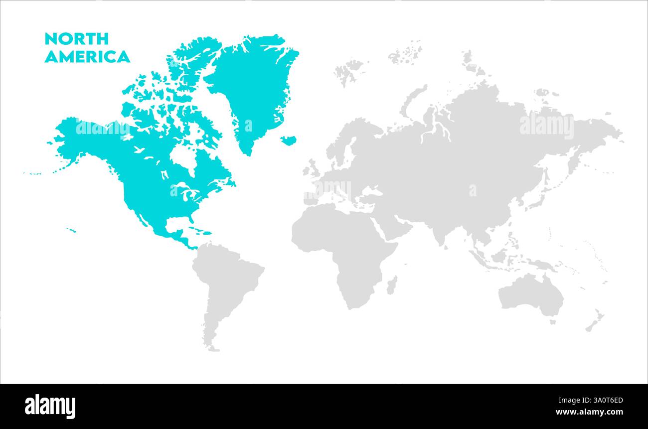 Map of North America, highlighted on the world map, North America on ...