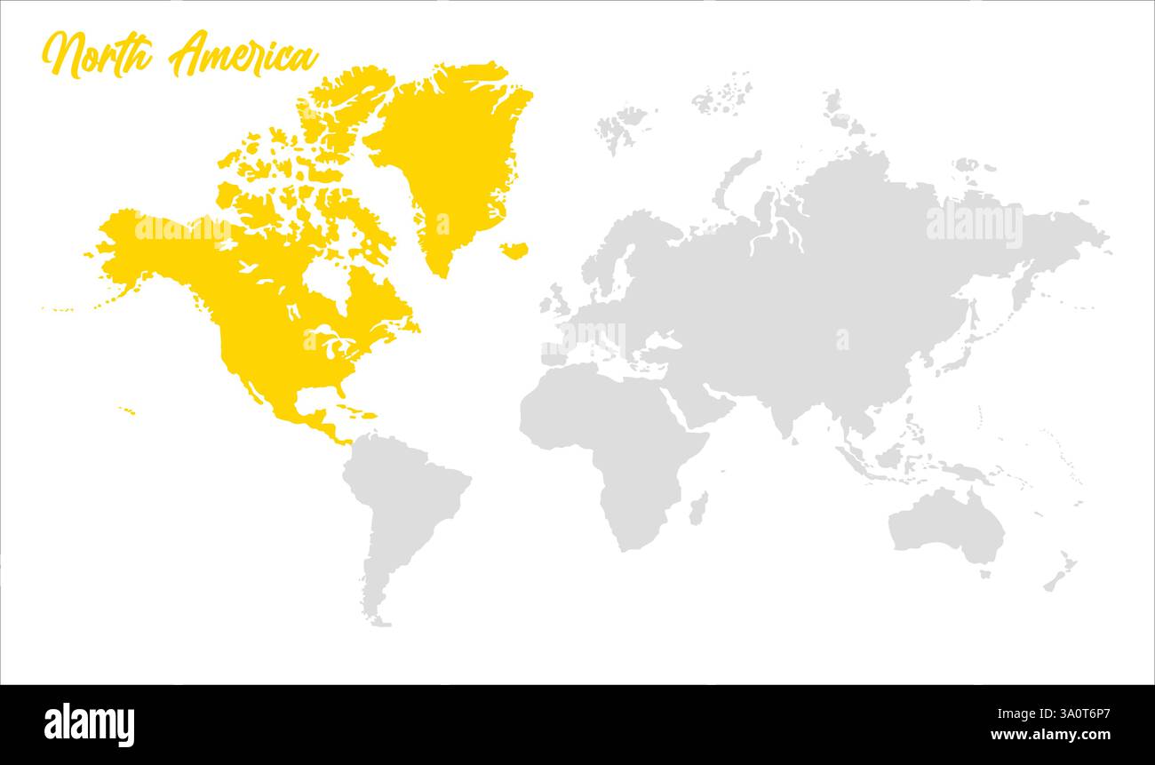 Map of North America, highlighted on the world map, North America on ...
