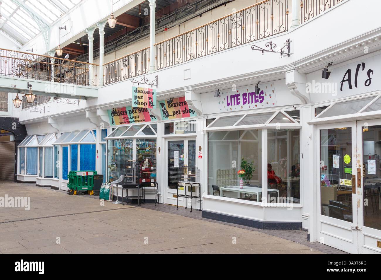 The shopping arcade on the old town hall, Rotherham Stock Photo - Alamy