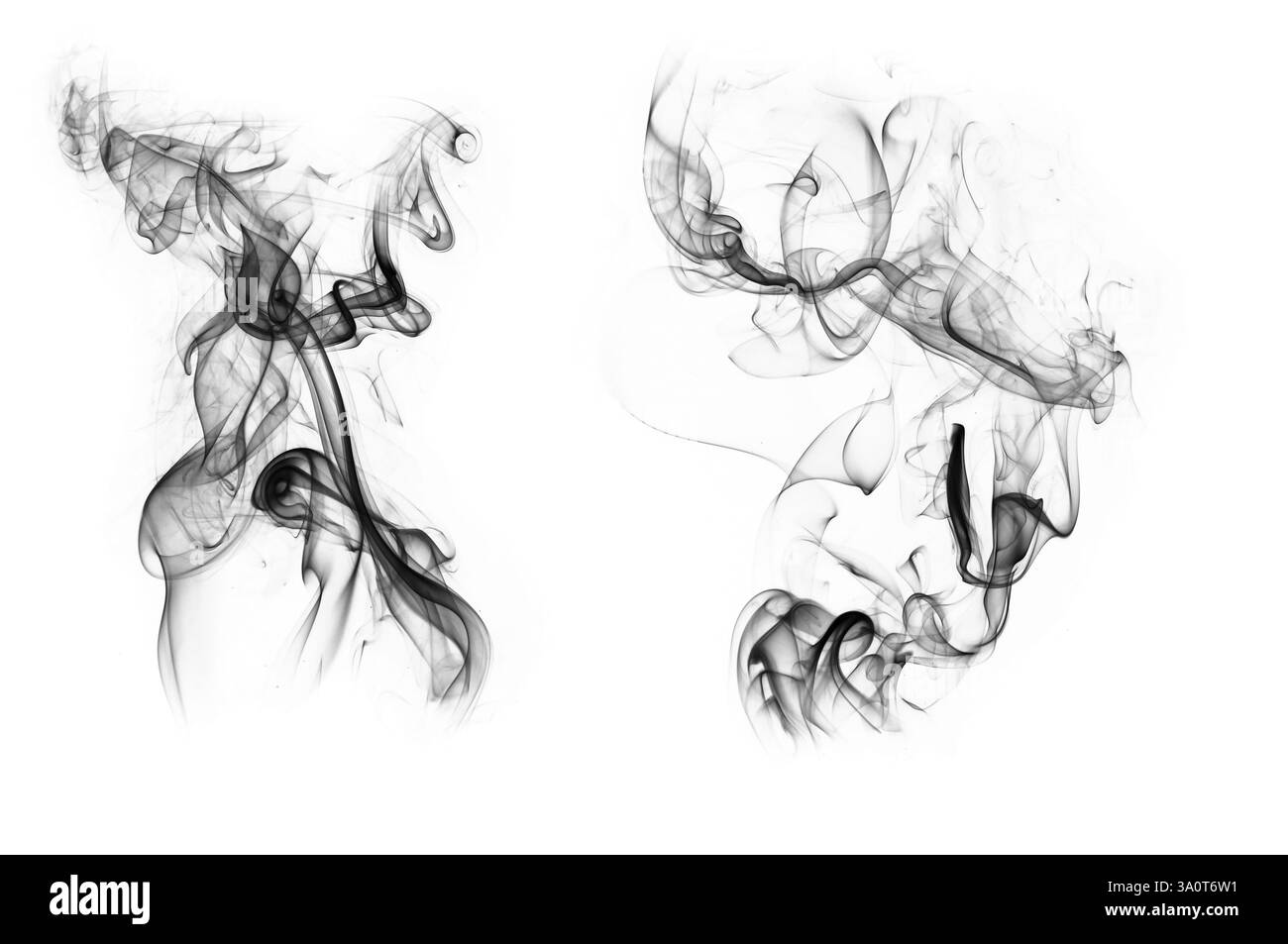 In the photo, various forms of smoke are shown rising upwards and ...