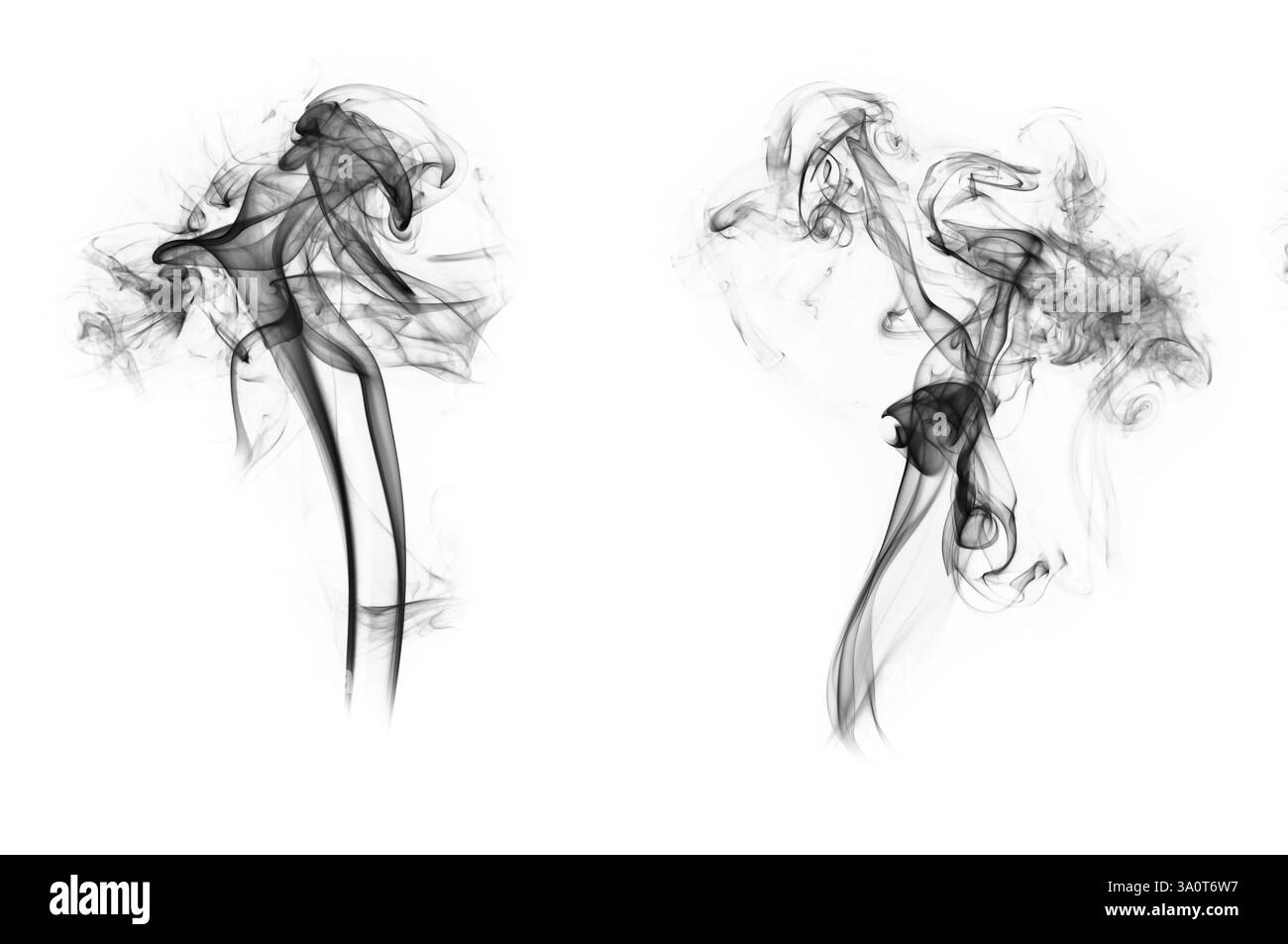 In the photo, various forms of smoke are shown rising upwards and ...