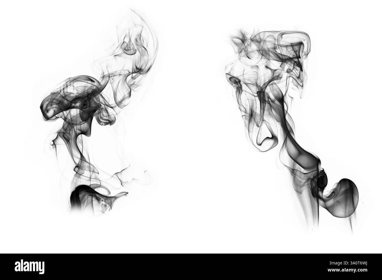 In the photo, various forms of smoke are shown rising upwards and ...