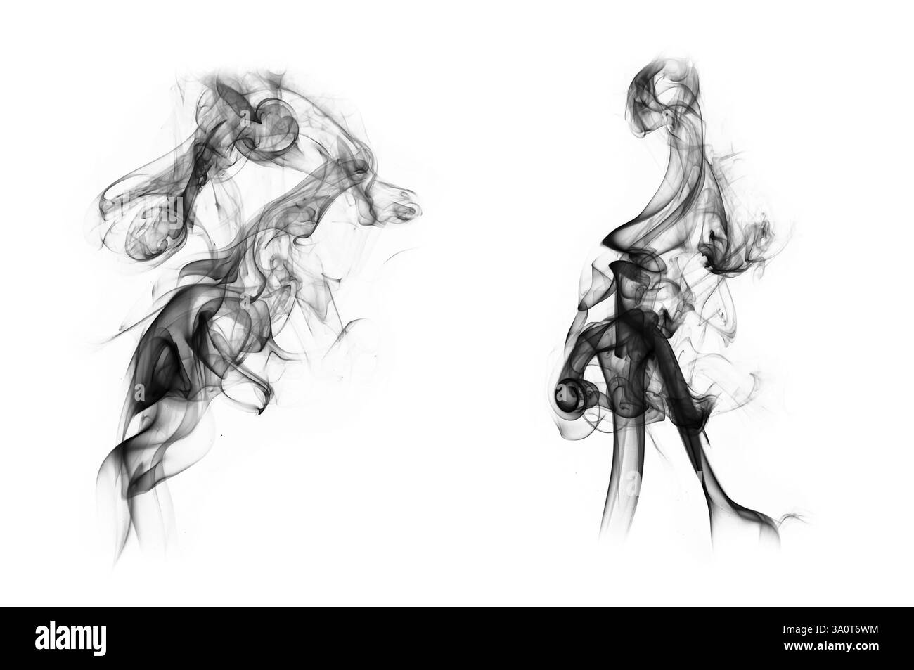 In the photo, various forms of smoke are shown rising upwards and ...