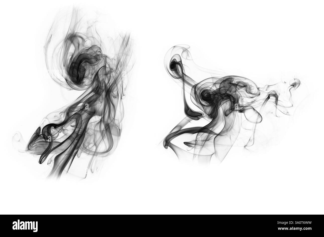 In the photo, various forms of smoke are shown rising upwards and ...